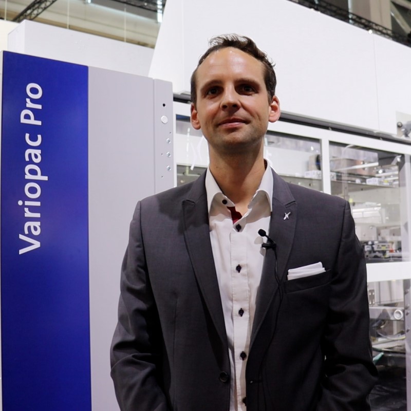 Krones at Drinktec 2022: Demonstrating the Variopac Pro for fiber-based beverage bundling